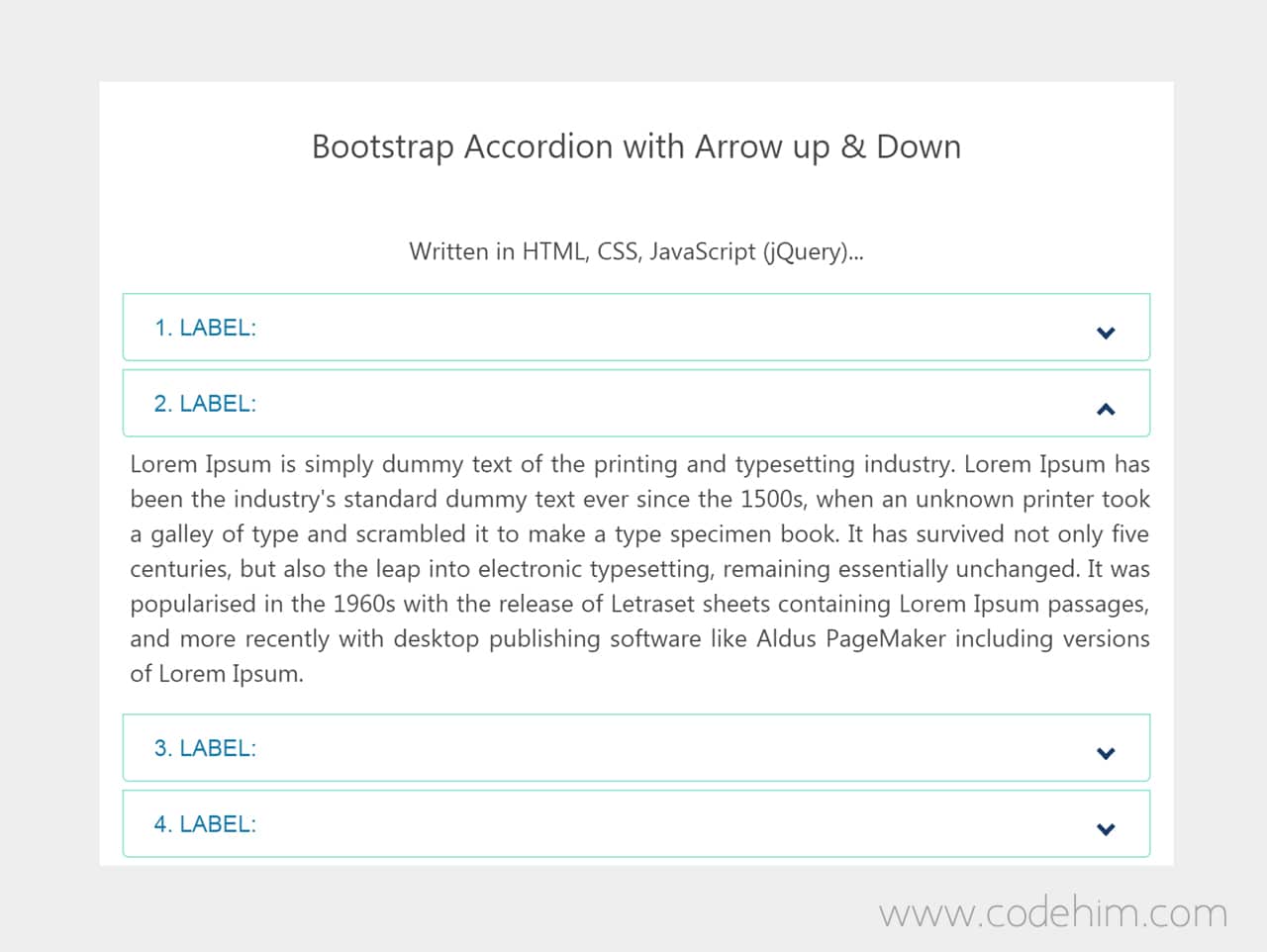 Bootstrap 4 Accordion with Arrow up and Down — CodeHim Bootstrap 4 Accordion with Arrow up and Down — CodeHim