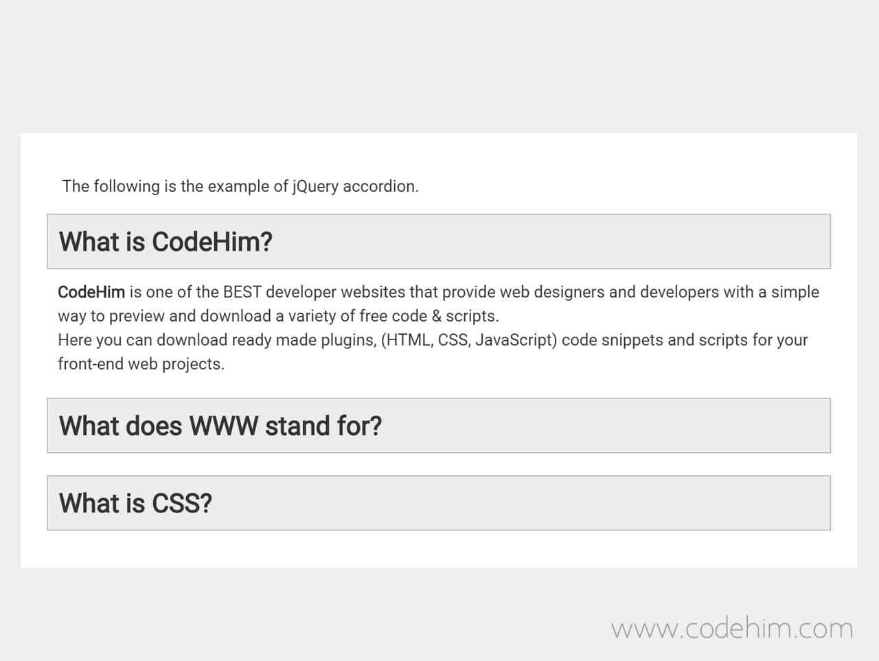 jQuery Easy Accordion Plugin - monica.js — CodeHim jQuery Easy Accordion Plugin - monica.js — CodeHim