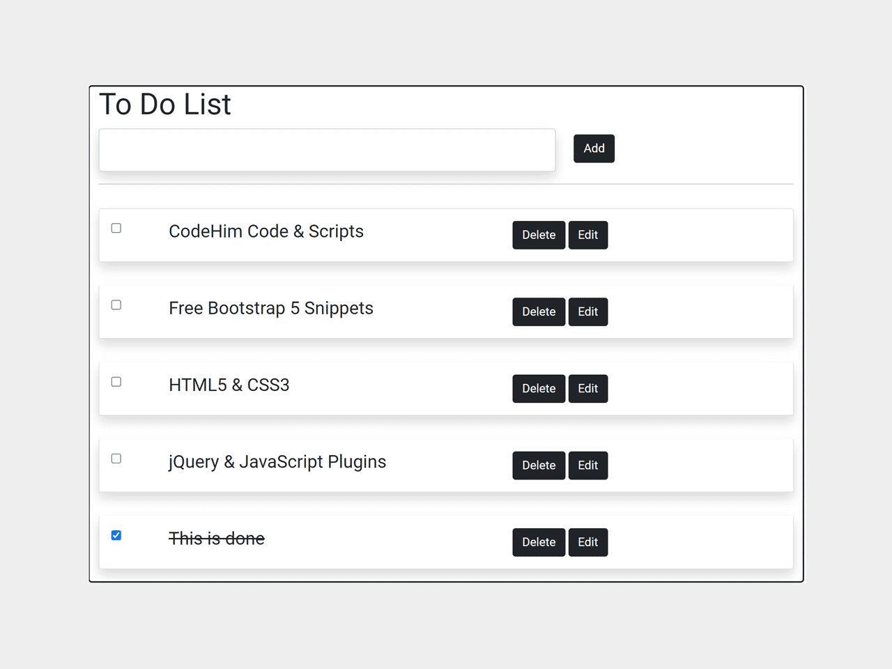 Simple To Do List Using Bootstrap 5 — CodeHim Simple To Do List Using Bootstrap 5 — CodeHim