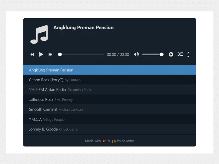 JavaScript Audio Player with Playlist — CodeHim