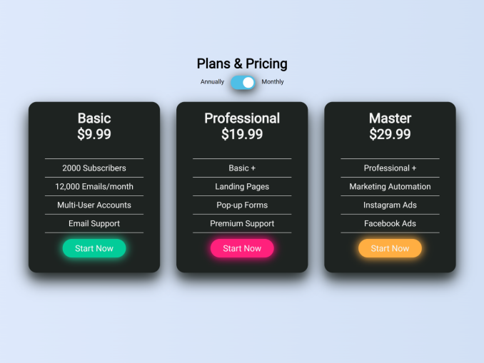 Pricing Table With Css Switch Toggle — Codehim