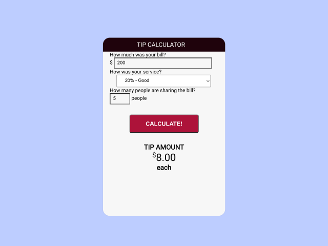 Tip Calculator JavaScript Code — CodeHim Tip Calculator JavaScript Code — CodeHim