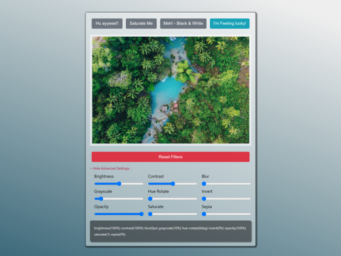 CSS Image Filter Editor in JavaScript — CodeHim