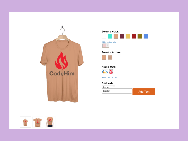 JavaScript T-shirt Designer Code with Demo — CodeHim