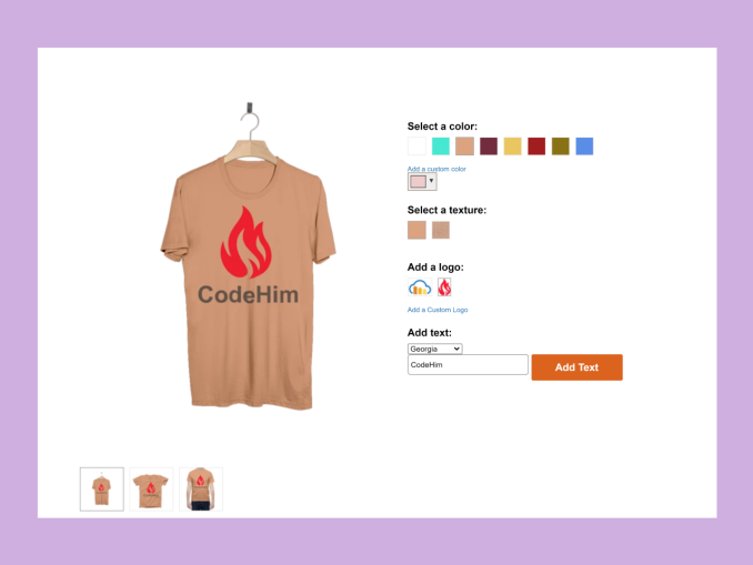JavaScript T-shirt Designer Code with Demo — CodeHim