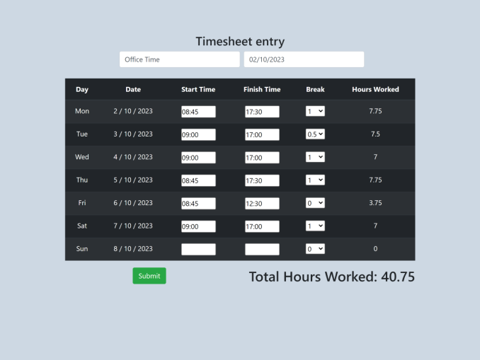 JavaScript Timesheet Calculator — CodeHim