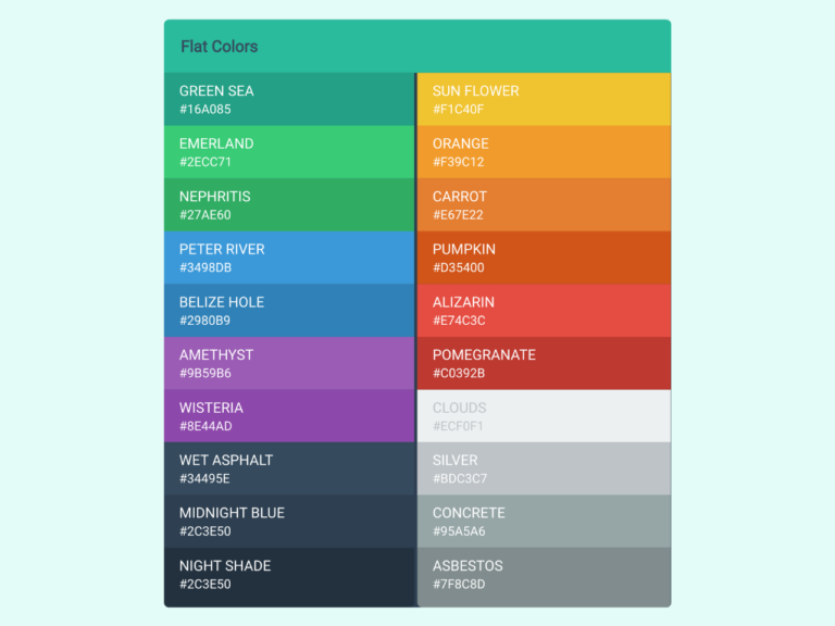 HTML5 Flat Design Color Palette — CodeHim